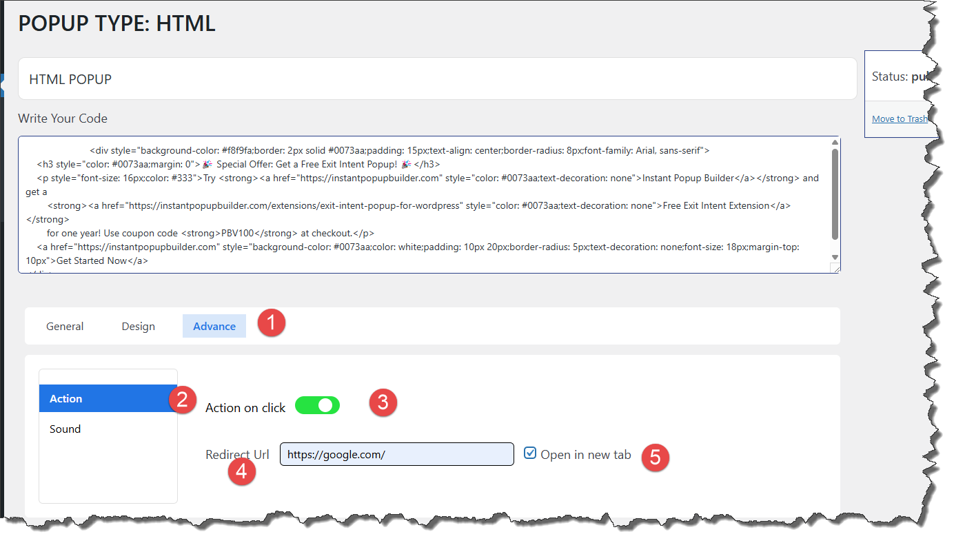 How to Redirect Users When They Click on a Popup - Instant Popup Builder